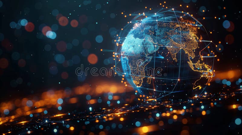 A Glowing View of Earth from Space at Night Stock Photo - Image of ...