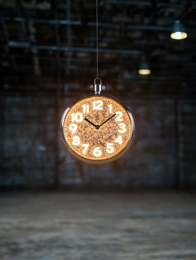Glowing Vintage Clock in Dark Room Stock Illustration - Illustration of ...