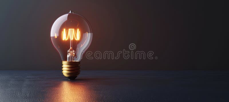 Glowing Vintage Light Bulb on Dark Background, Innovation, Idea, and ...