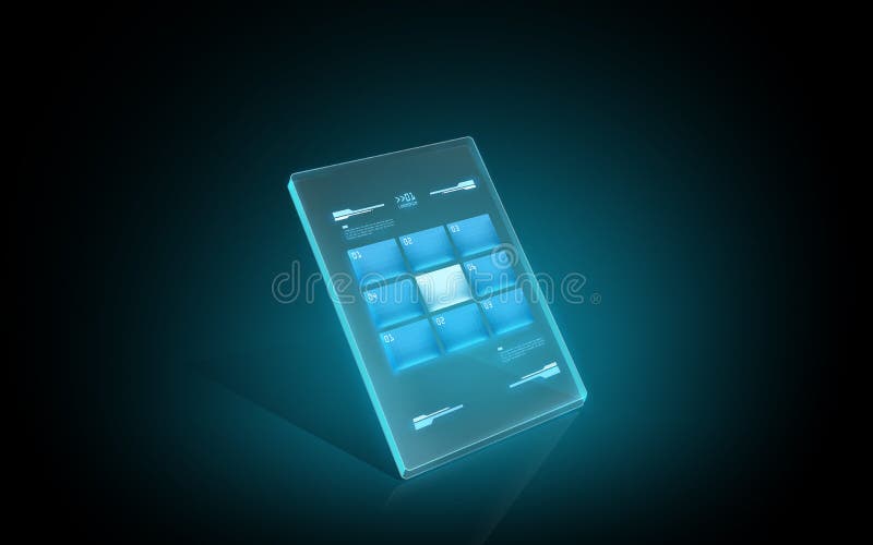Glowing Virtual Tablet with Buttons on Screen Stock Illustration ...
