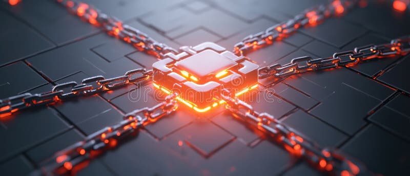 A Glowing Virtual Vault with Intricate Chains and Futuristic Design ...