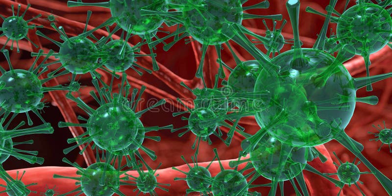 Glowing Virus Concept in Blood Stream Stock Illustration - Illustration ...