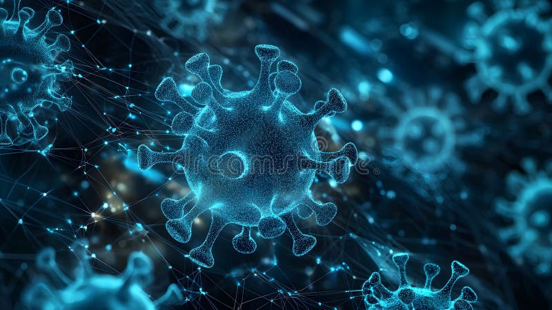 Glowing Virus Pattern in Computer Network Visualization Stock ...