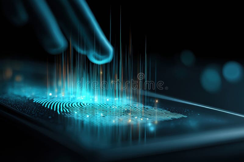 Touchless Payment System Illustrates Hand Scan Interaction with Glowing ...