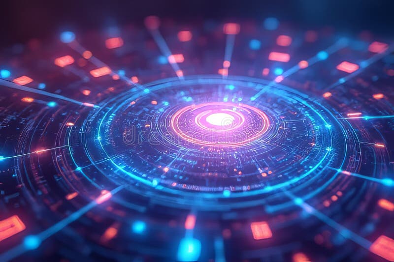 A Glowing Visualization of a Futuristic Network System Dynamic Data ...