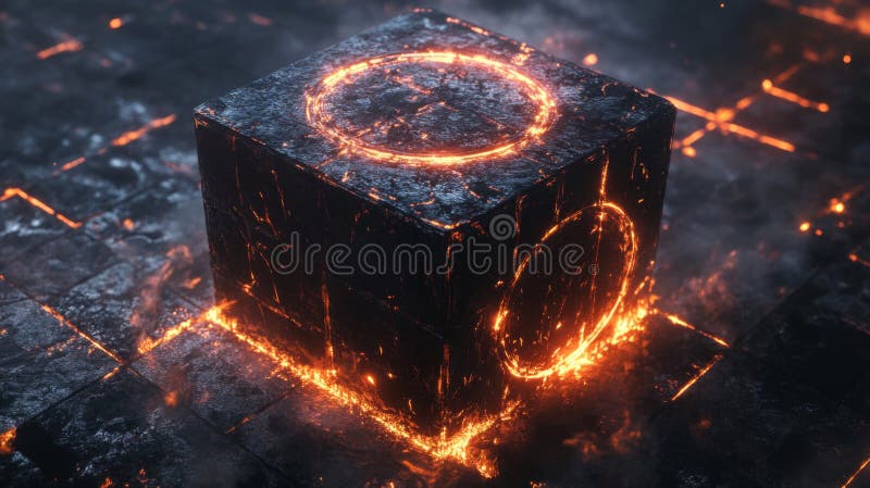 Glowing Volcanic Text with Lava and Cracked Rocks Stock Illustration ...