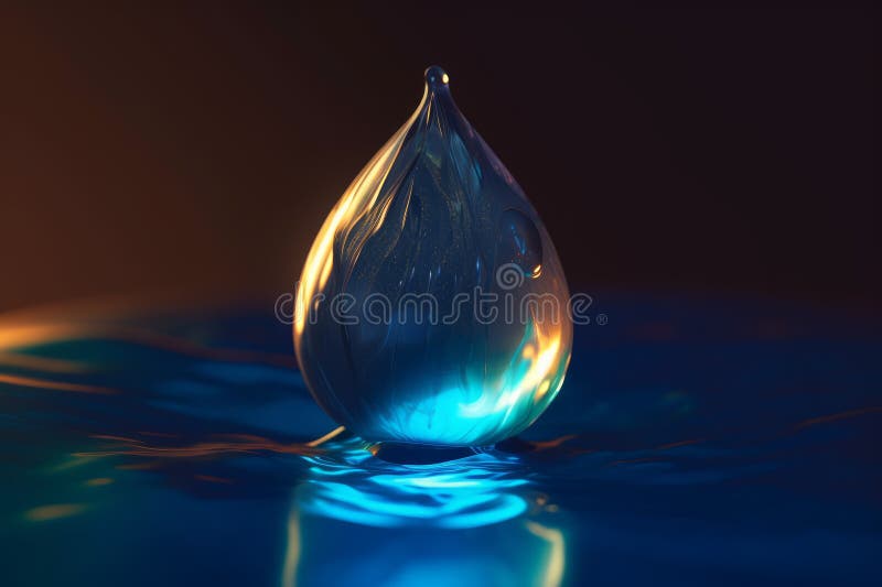 Glowing Water Drop. Generate Ai Stock Illustration - Illustration of ...