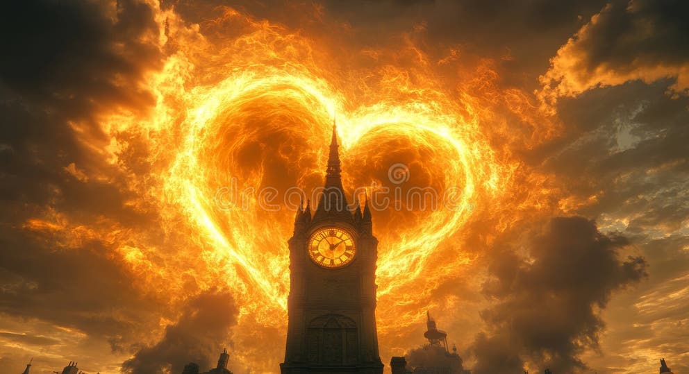 Glowing Water Surrounds Clock Tower in a Unique Time Concept ...