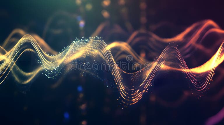 Glowing Waveform Visualization, Audio-style with Luminous Particle Highlights Stock Image ...