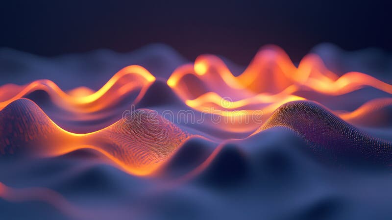 Glowing Waves Abstract Background Digital Art Stock Illustration ...