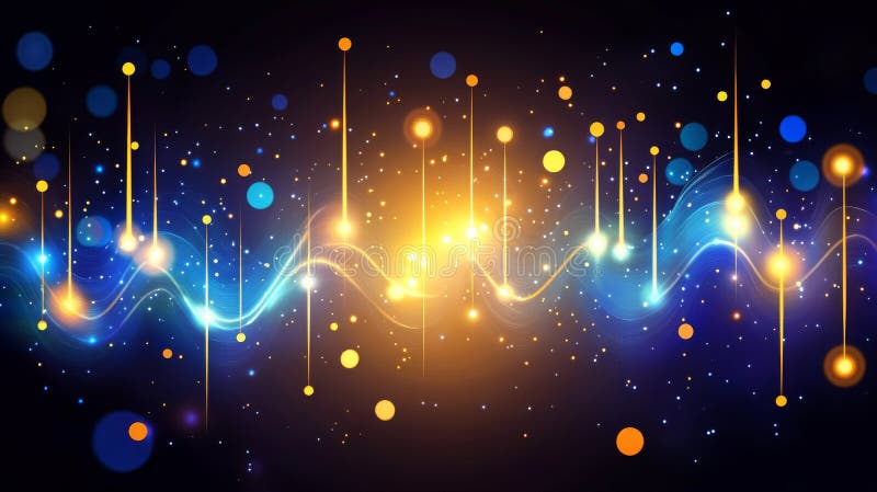 Glowing Waves of Data Flowing Across a Dark Expanse Represent the Vast ...