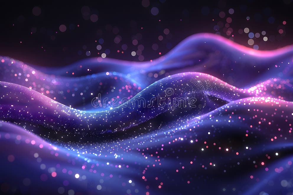 Glowing Waves Particle Stream. Abstract Flowing Particle Data with Light Stock Photo - Image of ...