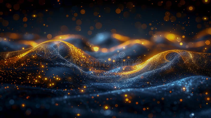 Glowing Waves with Sparkling Lights Stock Illustration - Illustration ...