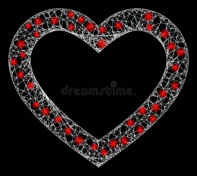 Bright Web Net Romantic Heart with Light Spots Stock Vector ...