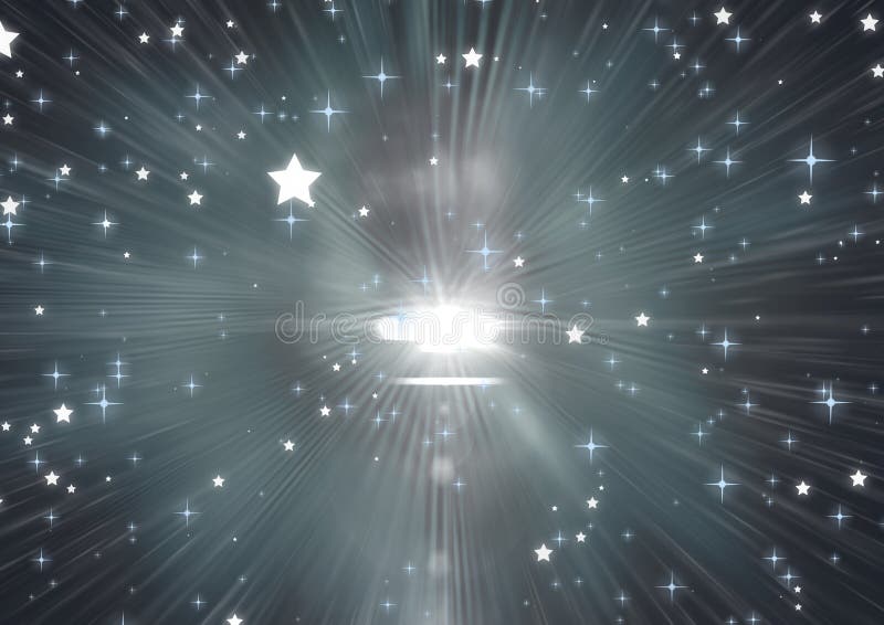 Glowing White and Blue Stars with Multiple Light Trails in Background ...