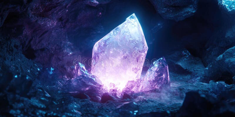 Glowing White Crystal Floating in a Mysterious Setting for Fantasy ...