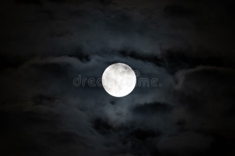 Glowing White Full Moon in a Dark Night Sky Stock Image - Image of moon, white: 258880799