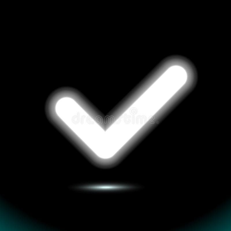 A Glowing White Lamp Checkmark Icon, Tick Symbol. Modern Ui Element ...