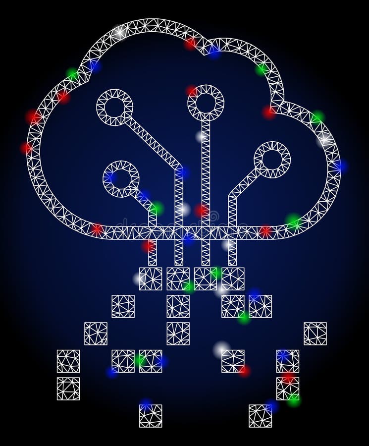 Flare Mesh Carcass Digital Cloud with Flare Spots Stock Illustration ...