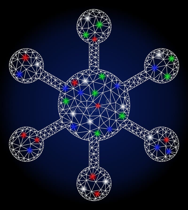 Flare Mesh Wire Frame Network Node with Flare Spots Stock Illustration ...