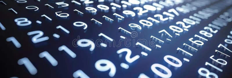 Glowing White Numbers on Dark Blue Diagonal Grid, Data Background ...