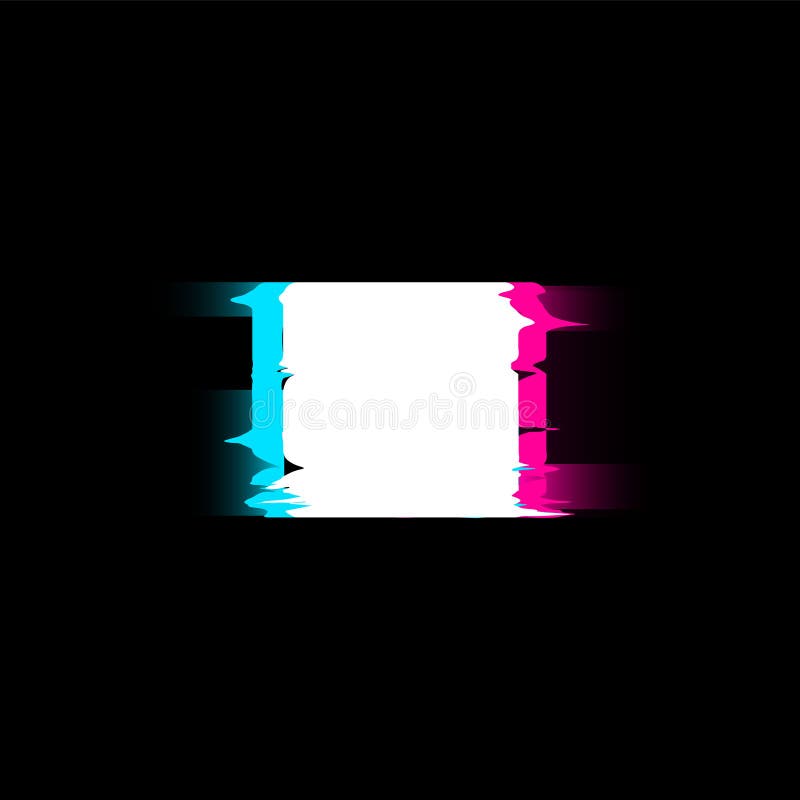 Glowing White Square with Glitch Blue and Pink Digital Effect, Vector ...