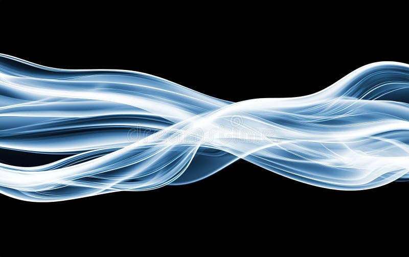 Glowing White Waves of Light Move Gracefully Across a Black Background ...