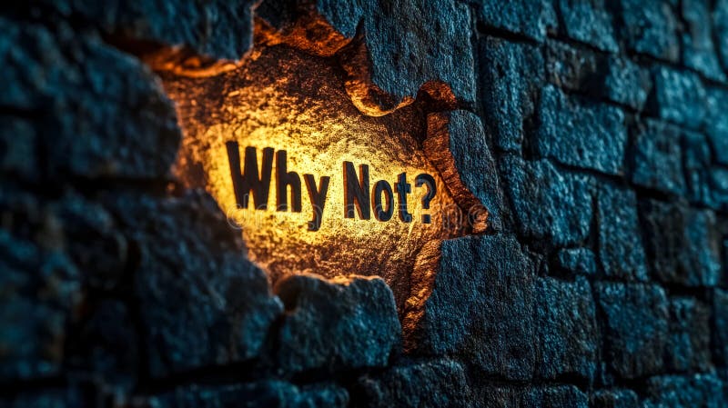 Why Not Question Breaking through Stone Wall Obstacles Stock Image ...