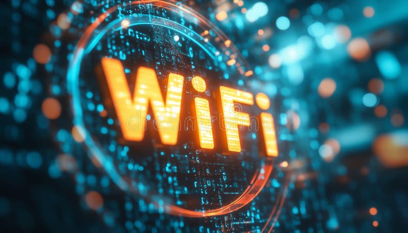 Glowing Wi-Fi Symbol on Circuit Board, Representing Advanced Wireless ...