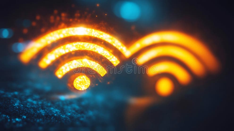 Glowing Wifi Symbol Abstract Network Technology Background Stock ...