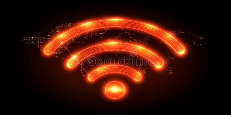 A Glowing Wifi Symbol on a Black Background Stock Illustration ...