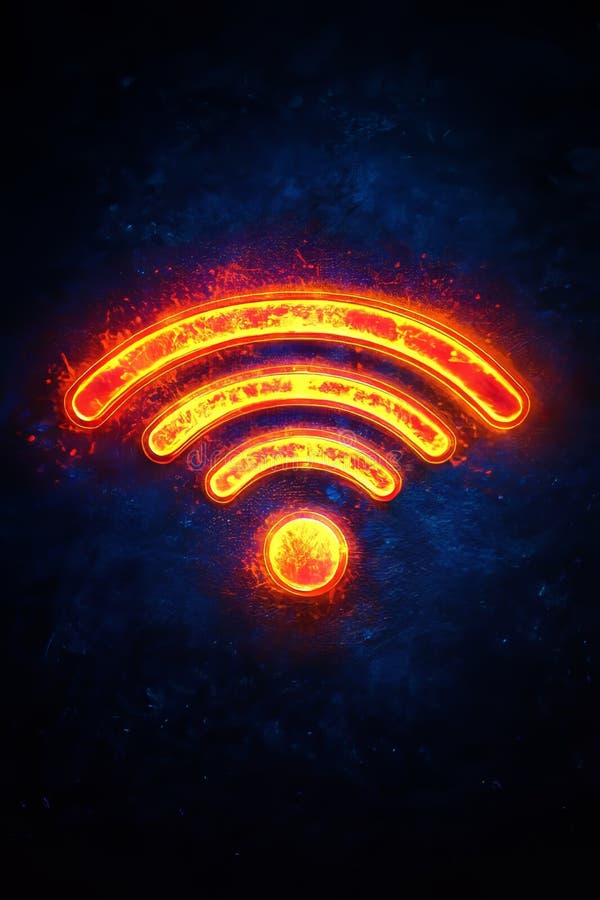 Glowing Wifi Symbol on a Blue Digital Background, Wireless Network ...