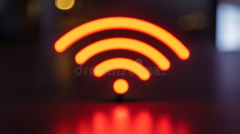 Glowing Wifi Symbol Neon Light Network Connection Stock Illustration ...
