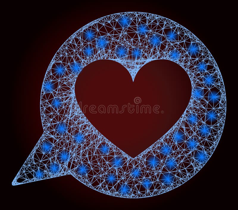 Glowing Net Mesh Love Heart Message with Glare Spots Stock Vector ...