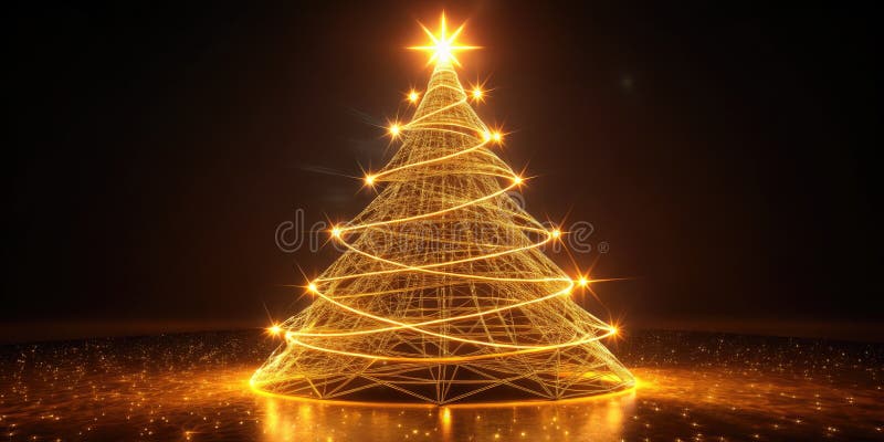 A Glowing Wireframe Christmas Tree Mesmerizing 4K Loop Animation for ...