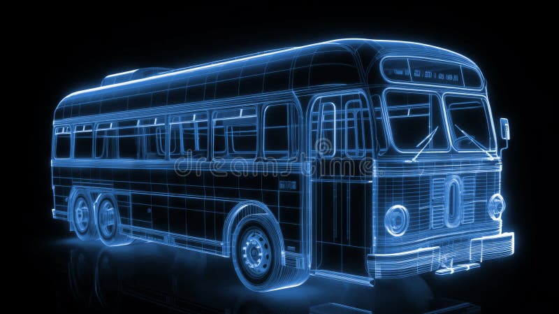 Glowing Wireframe of a City Bus: Technical and Futuristic Stock ...