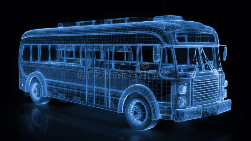 Glowing Wireframe of a City Bus: Technical and Futuristic Stock Photo ...