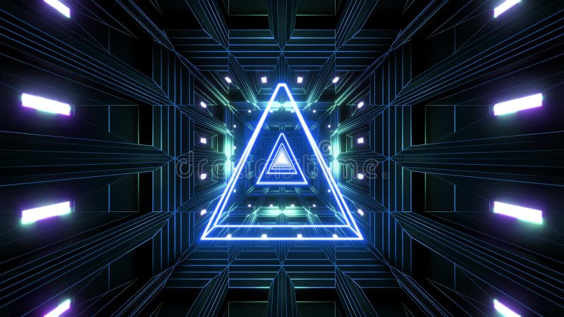 Glowing Wireframe with High Contrast Dark Background 3d Rendering Vj ...