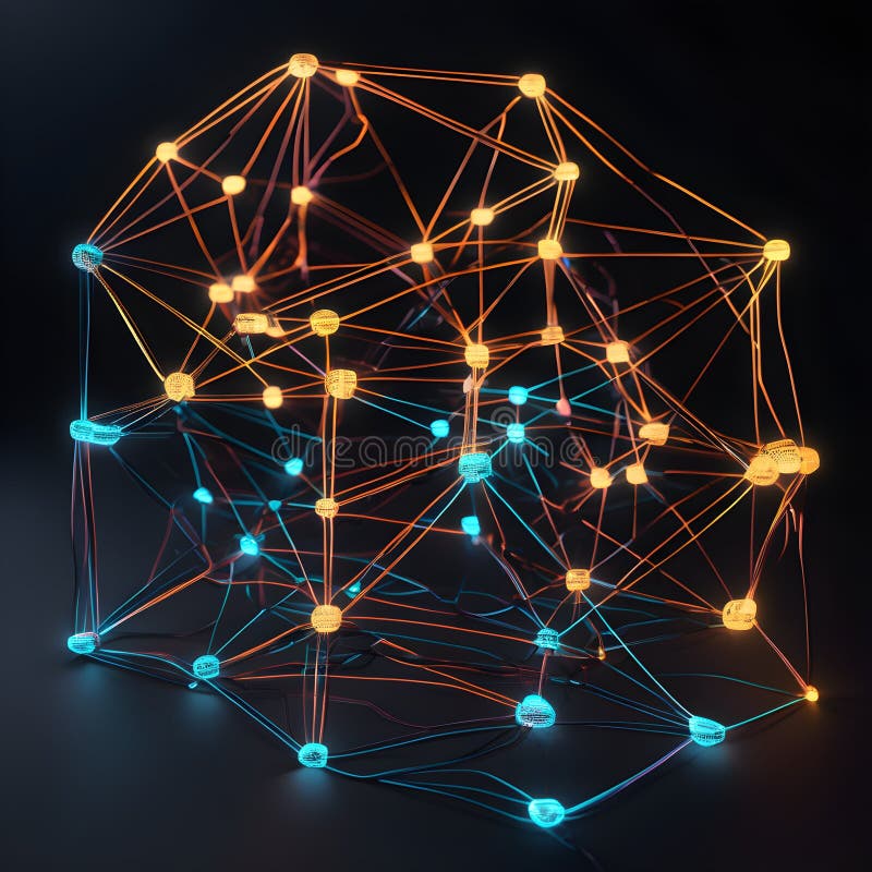 Glowing Wireframe Network of Connections Stock Photo - Image of ...
