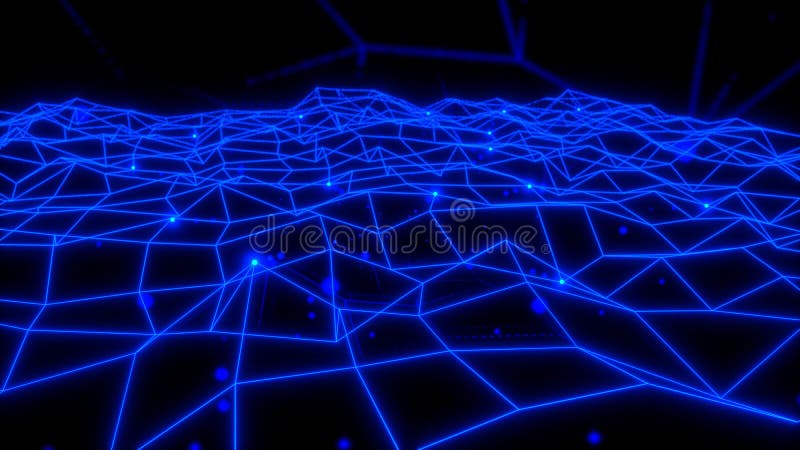 Glowing Wireframe Network with Single Nodes Network Concept Stock ...