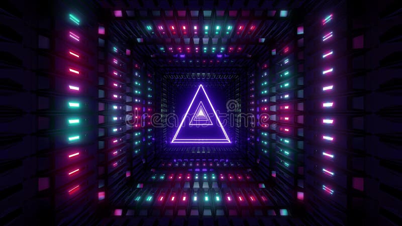 Glowing Wireframe Triangle with Metal Shining Background 3d ...