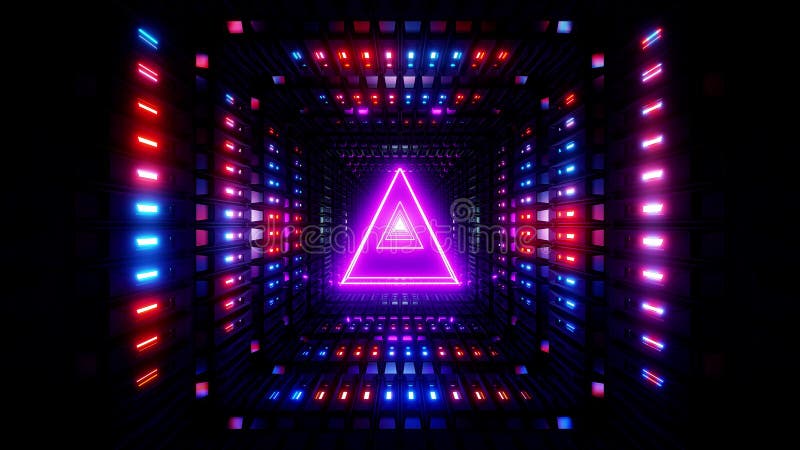 Glowing Wireframe Triangle with Metal Shining Background 3d ...