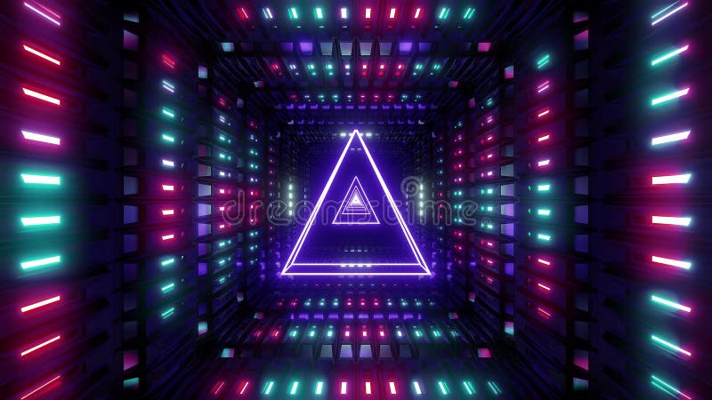 Glowing Wireframe Triangle with Metal Shining Background 3d ...