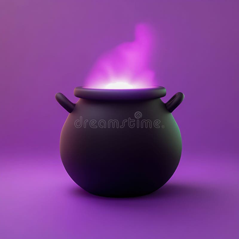 Glowing Witch S Cauldron with Purple Flames. Generative Ai Stock ...
