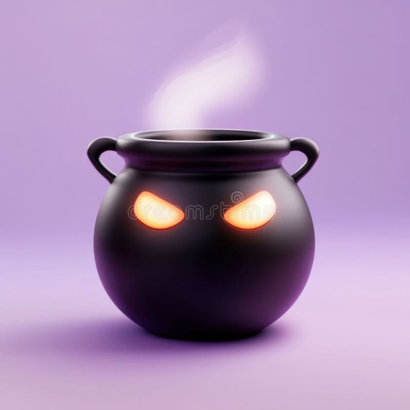 Glowing Witch S Cauldron with Purple Flames. Generative Ai Stock ...