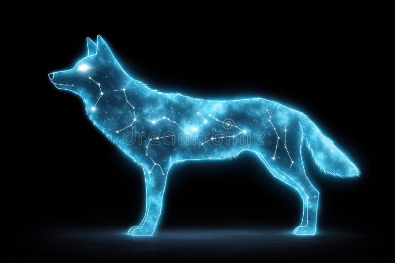 Glowing Wolf Constellation Silhouette Stock Illustration - Illustration of digital, wildlife ...