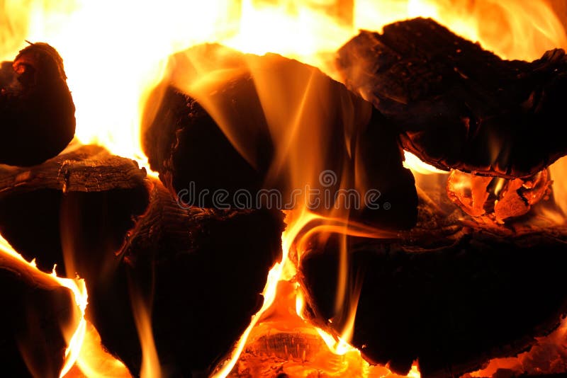 Glowing Wood Logs a Fireplace Stock Photo - Image of burn, burning: 2250470