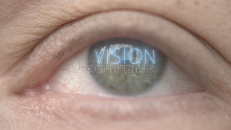 Glowing VISION Word on the Eye Stock Photo - Image of tech, text: 182948316