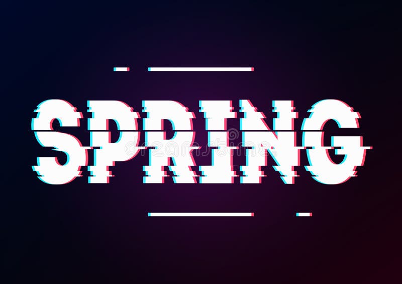 Glowing Word Spring with Glitch Effect on Dark Gradient. Background in ...