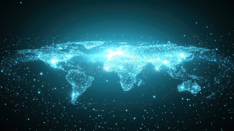 Illuminated World Map, Stunning Visualization of Global Connectivity ...